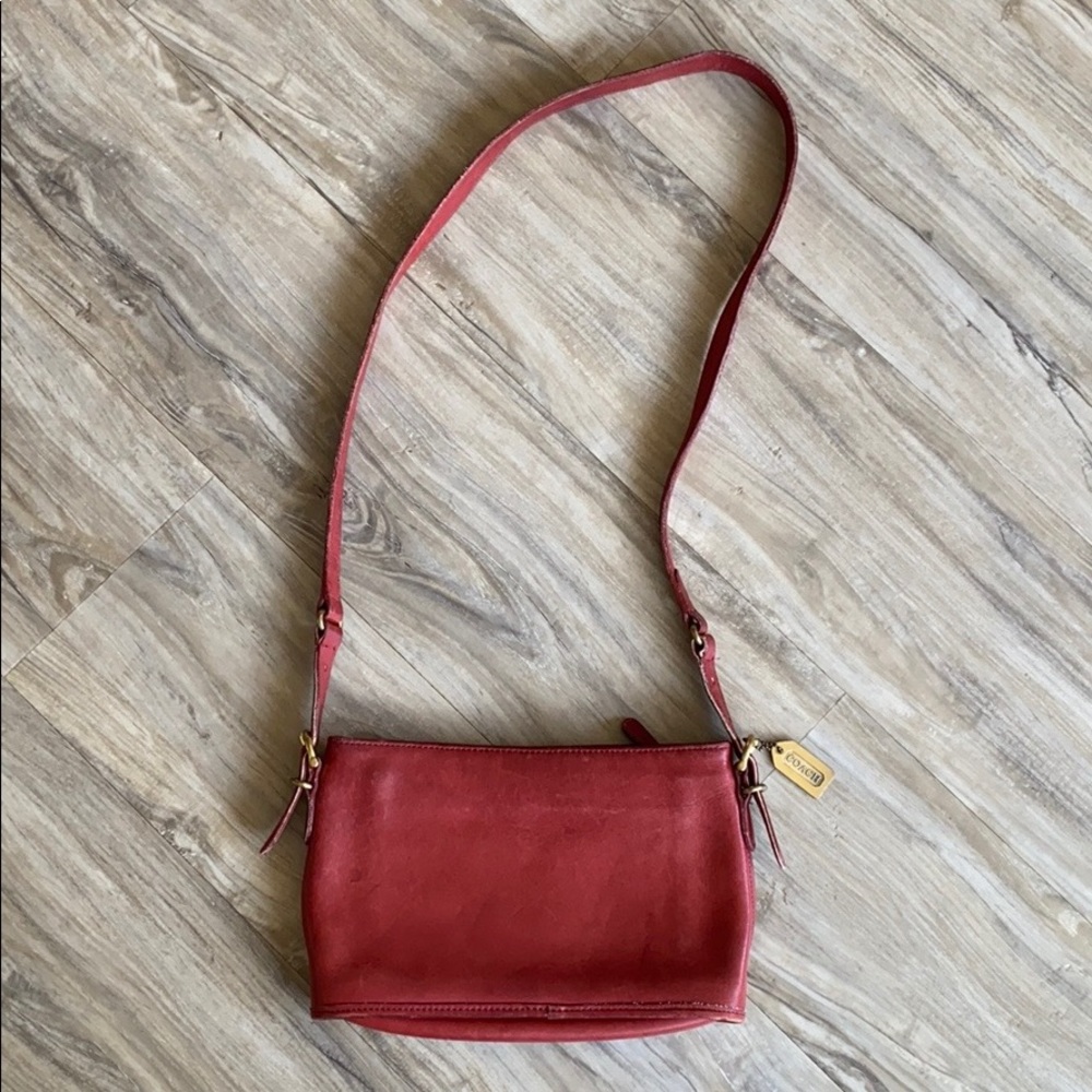 Vintage Coach Red Leather Equestrian Crossbody - Gem